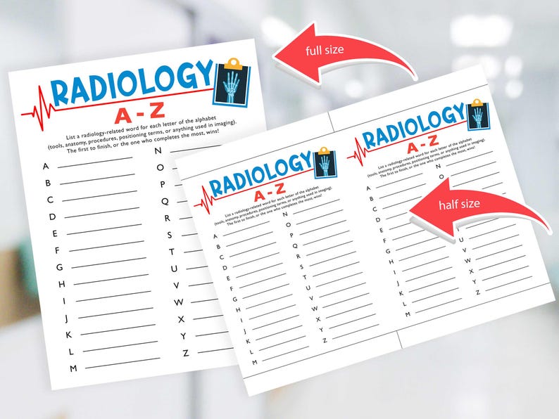 Radiology A to Z Game | Radiology Game | Rad Tech Activity | Radiology ...