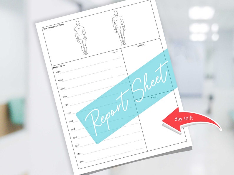 Cute Nurse Brain Sheet - Med Surg Report Sheet - Tele Report Sheet ...