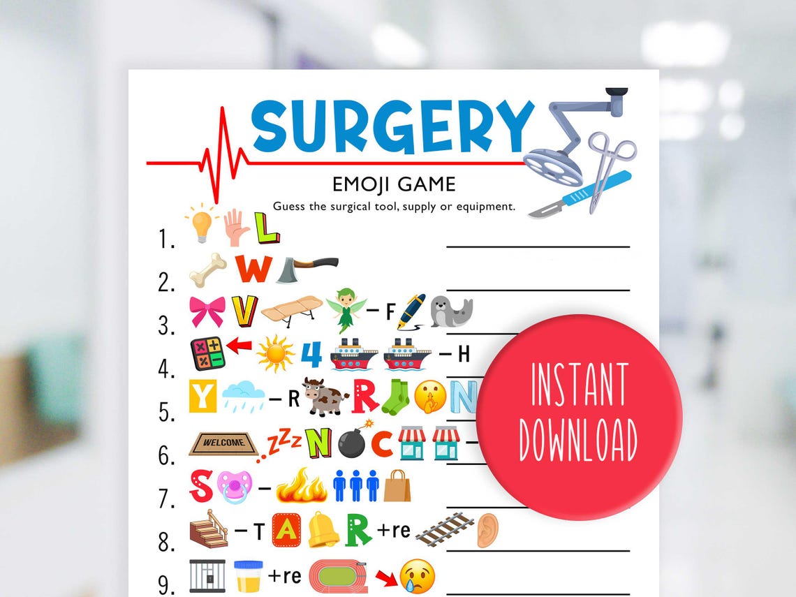 Surgery Emoji Game - Medical Emoji Game - OR Nurse Game - Surgical Tech ...