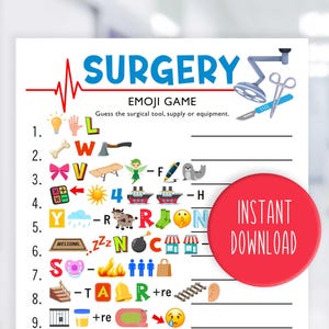 Surgery Emoji Game - Medical Emoji Game - OR Nurse Game - Surgical Tech ...