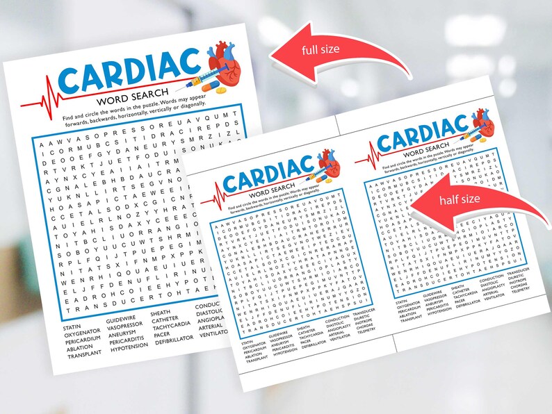 Cardiovascular Word Search | Cardiology Word Search | Cardiovascular ...
