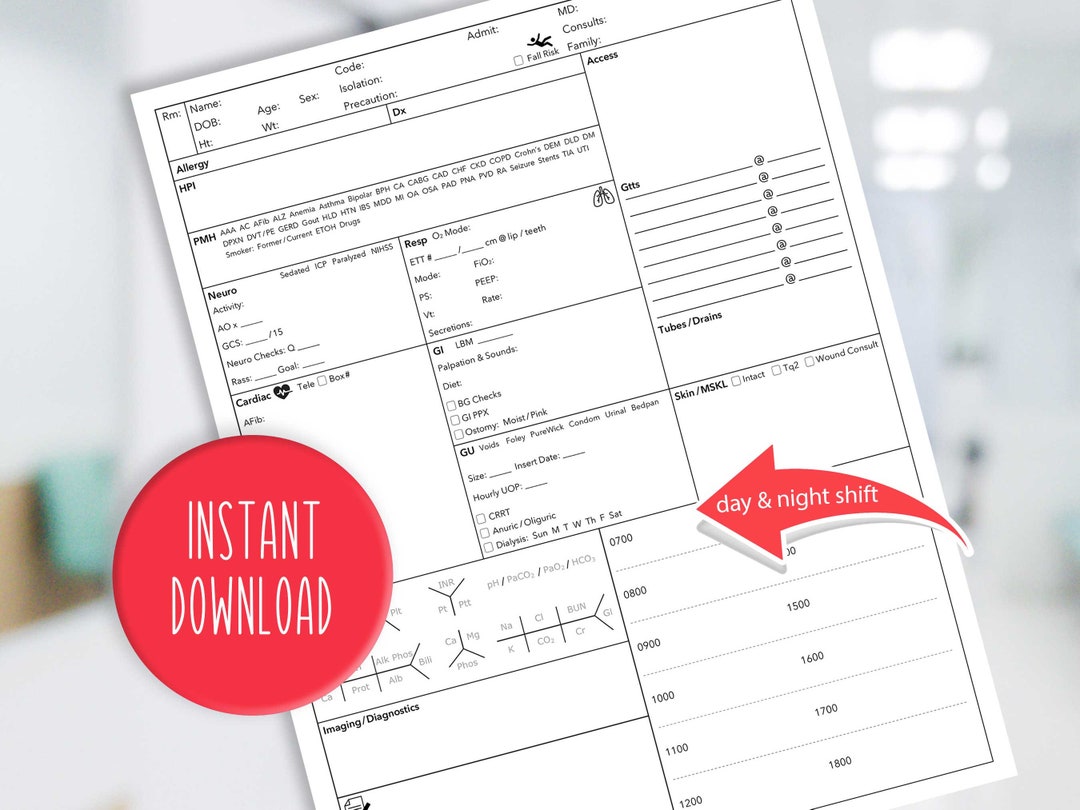Nurse Brain - Nurse Report Sheet - ICU Report Sheet - ICU Handoff ...