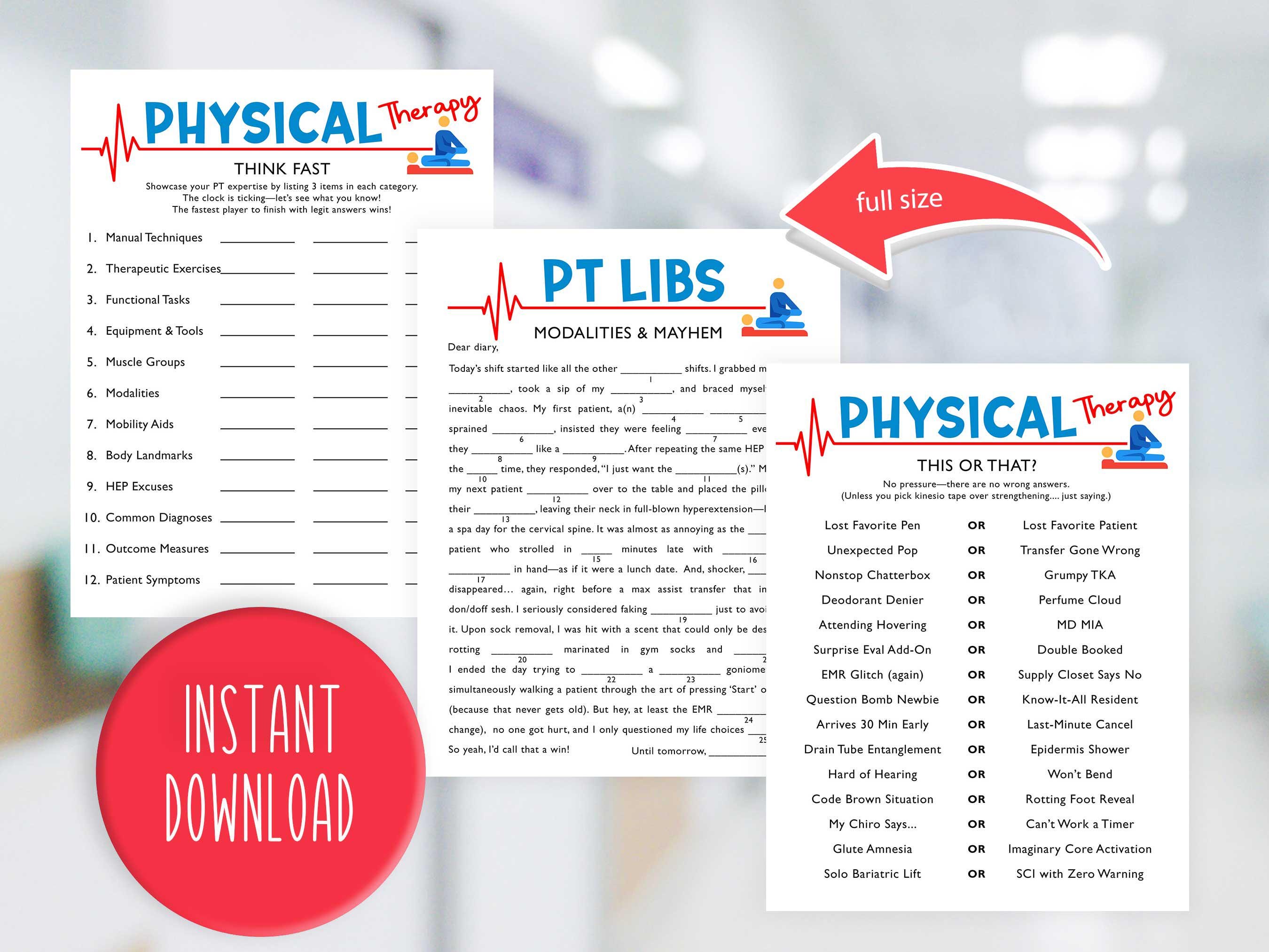 Physical Therapy Game Bundle | PT Game | Physical Therapy Game ...