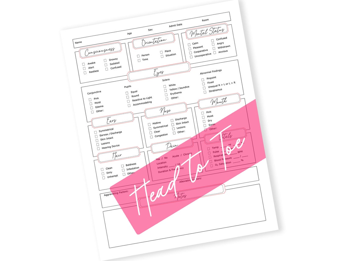 Head to Toe Assessment - Head to Toe Assessment Template - Patient ...