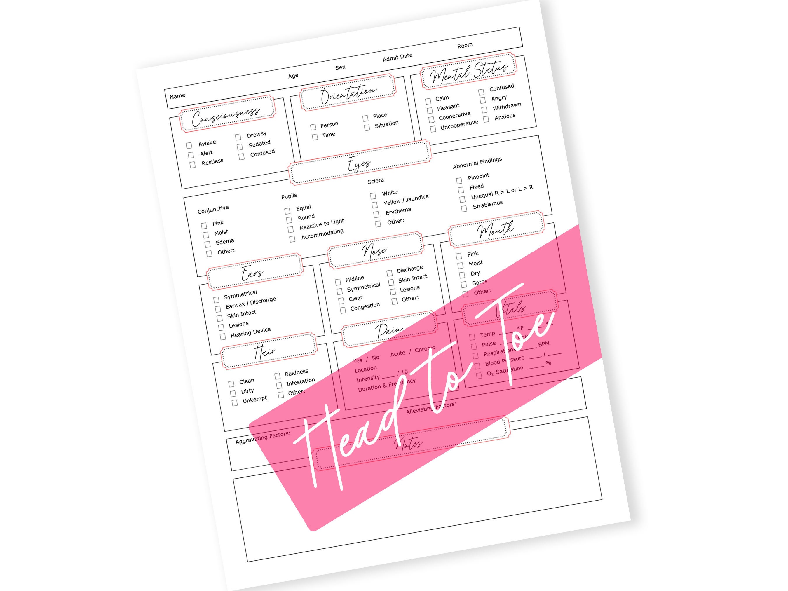 Head to Toe Assessment - Head to Toe Assessment Template - Patient ...