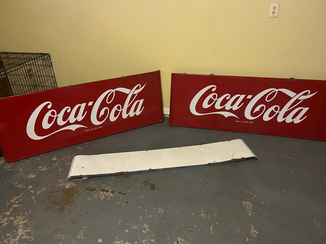 Coca-cola Vintage 2 Pc Clam Shell Pole Sign Rare With 1 Pc of the ...
