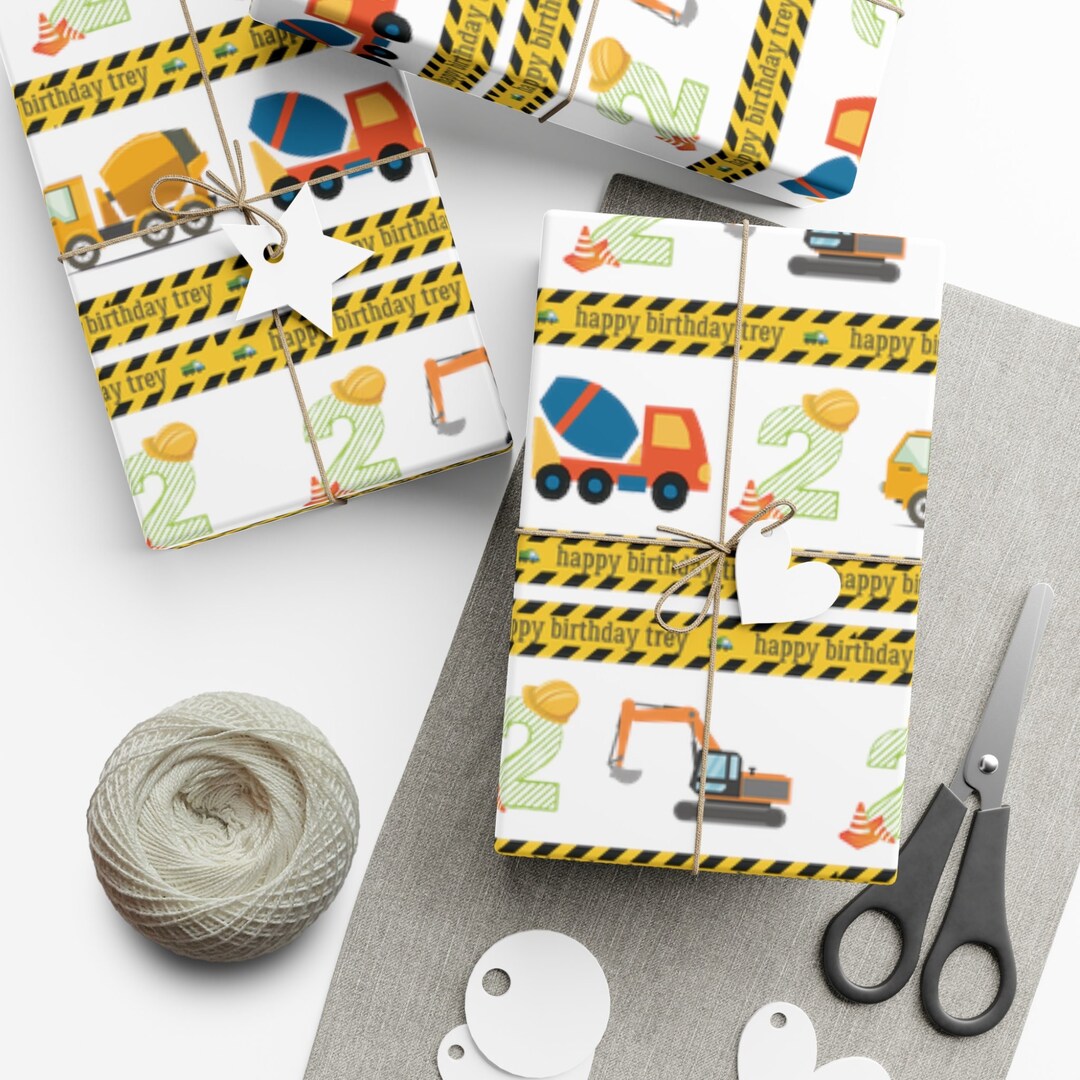 Construction Birthday Gift Wrap Custom Wrapping Paper Cute - Etsy