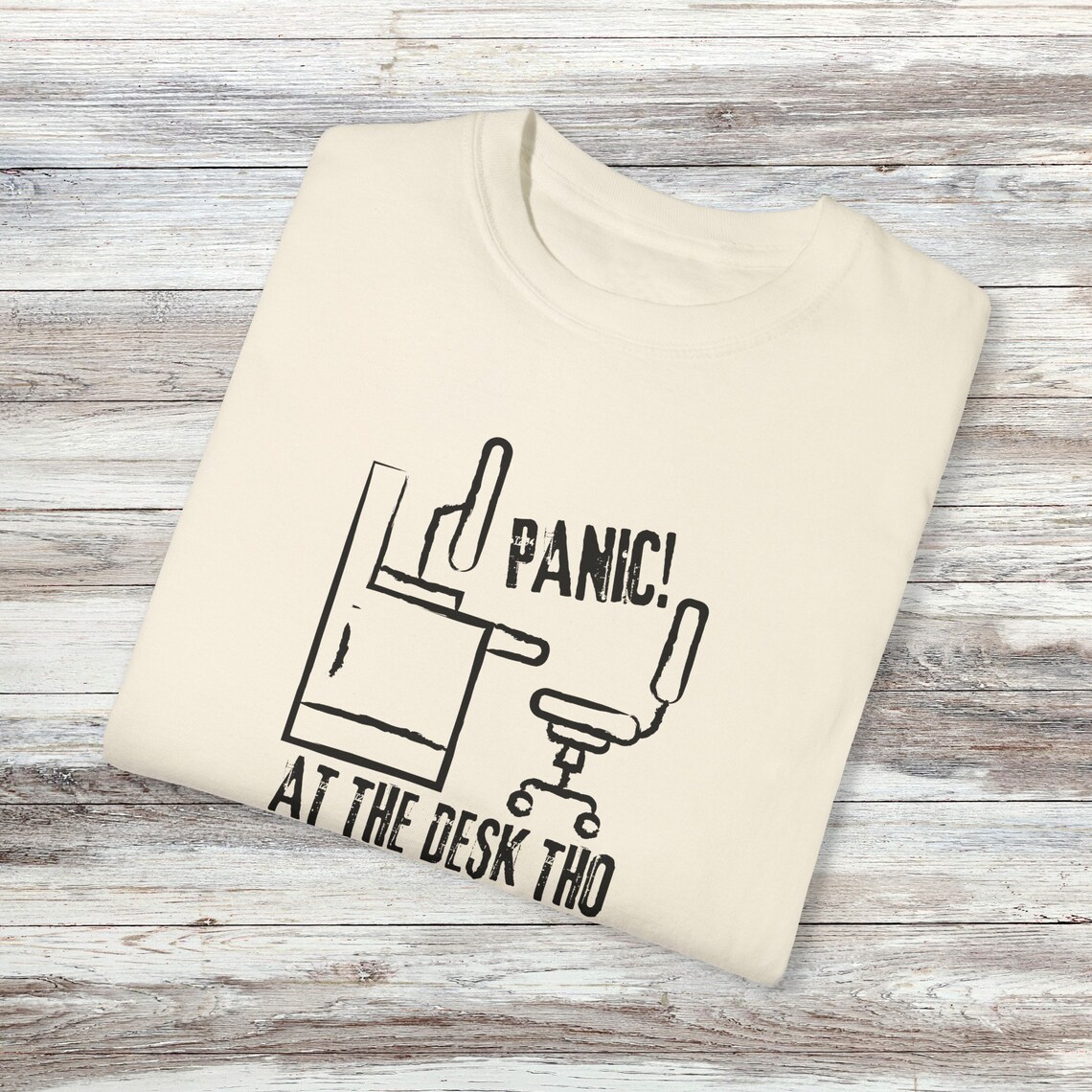 Panic at the Desk Tho Funny Emo Comfort Colors Tee Elder Emo Office Job ...