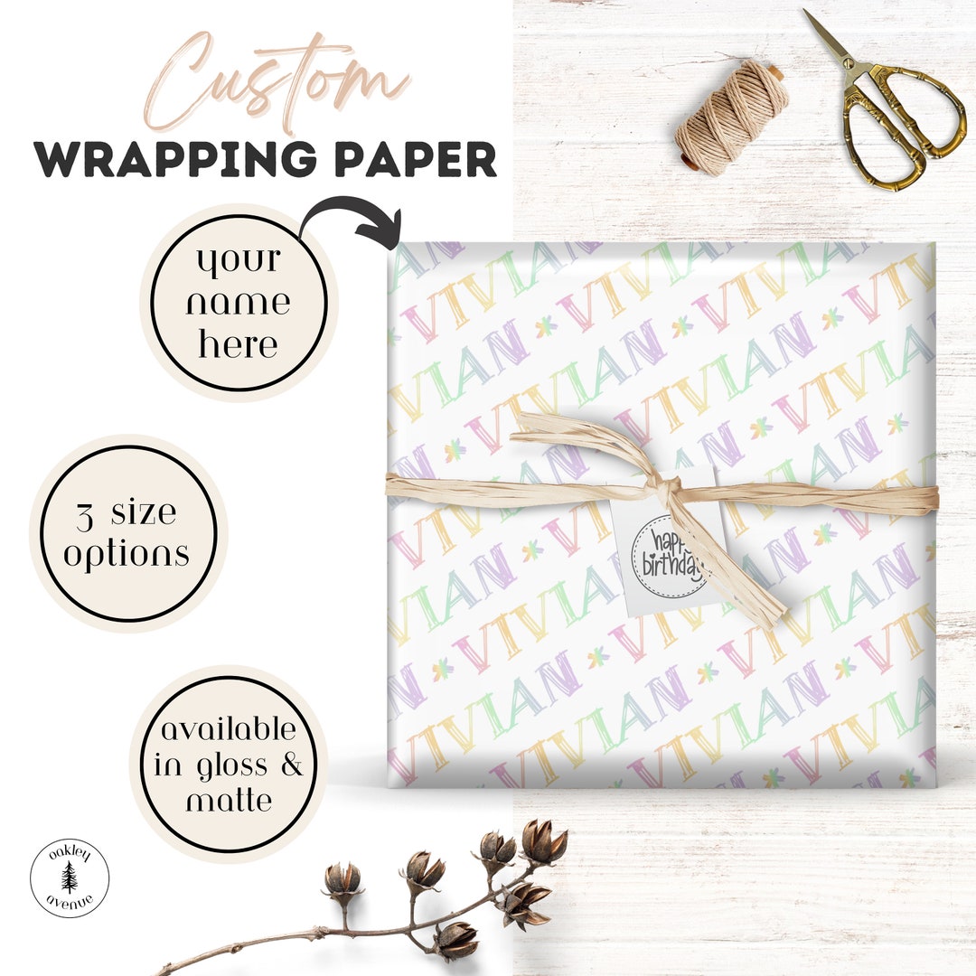 Birthday Wrapping Paper With Name Rainbow Birthday Unicorn Party Teen ...