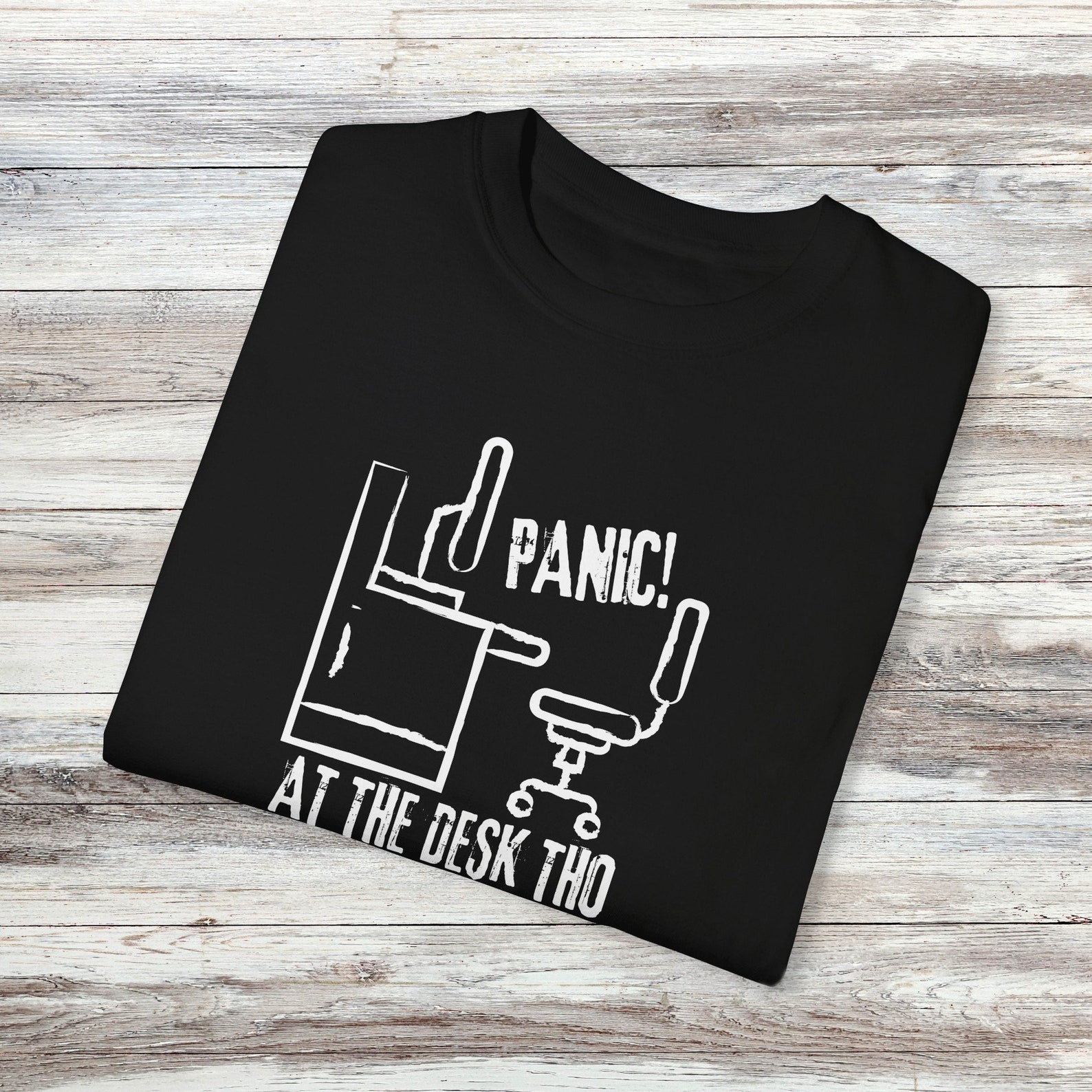 Panic at the Desk Tho Funny Emo Comfort Colors Tee Elder Emo Office Job ...