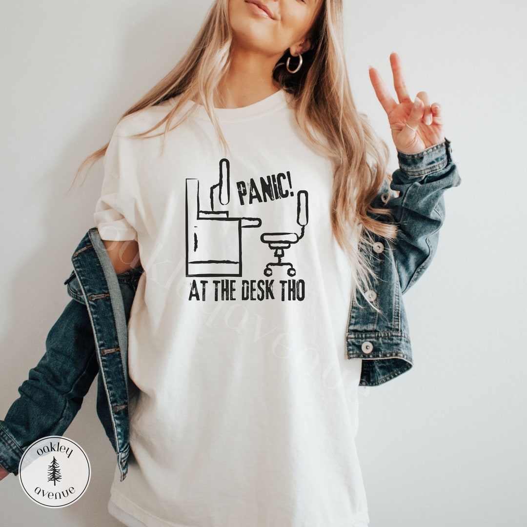Panic at the Desk Tho Funny Emo Comfort Colors Tee Elder Emo Office Job ...