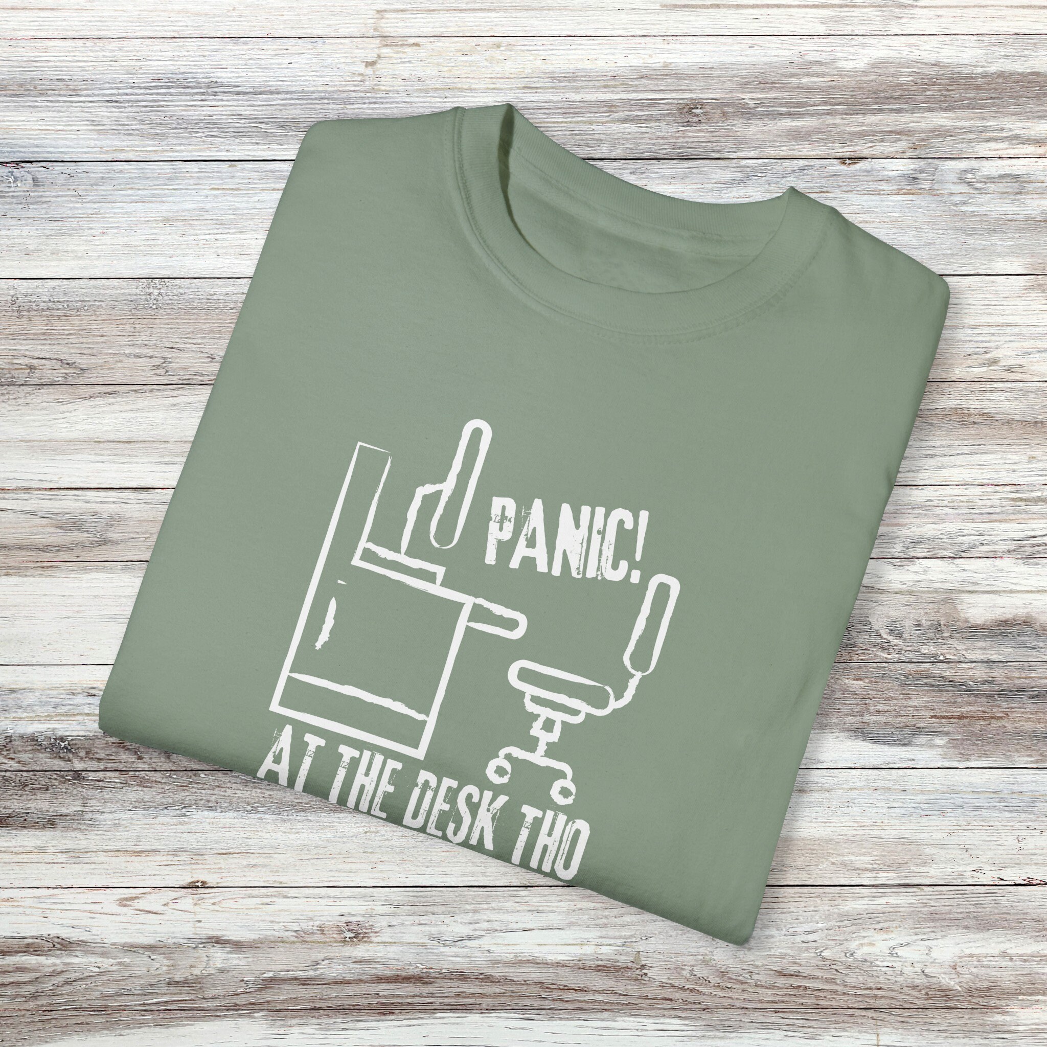 Panic at the Desk Tho Funny Emo Comfort Colors Tee Elder Emo Office Job ...