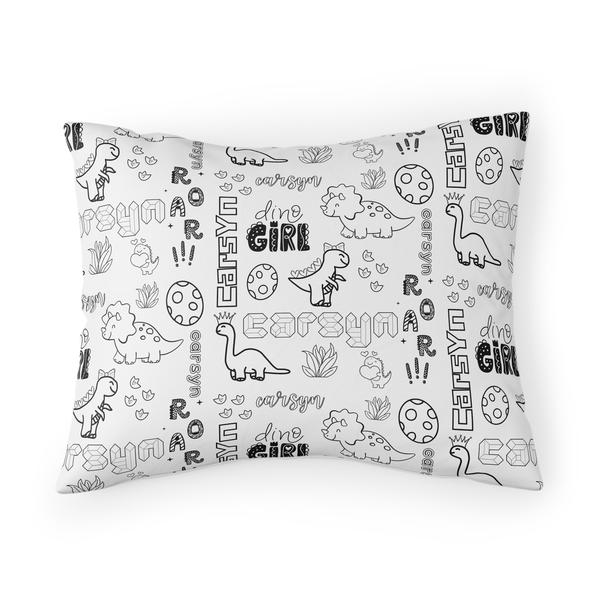 Dino Girl Color Your Own Pillow Case, Birthday Present, Dino Birthday ...