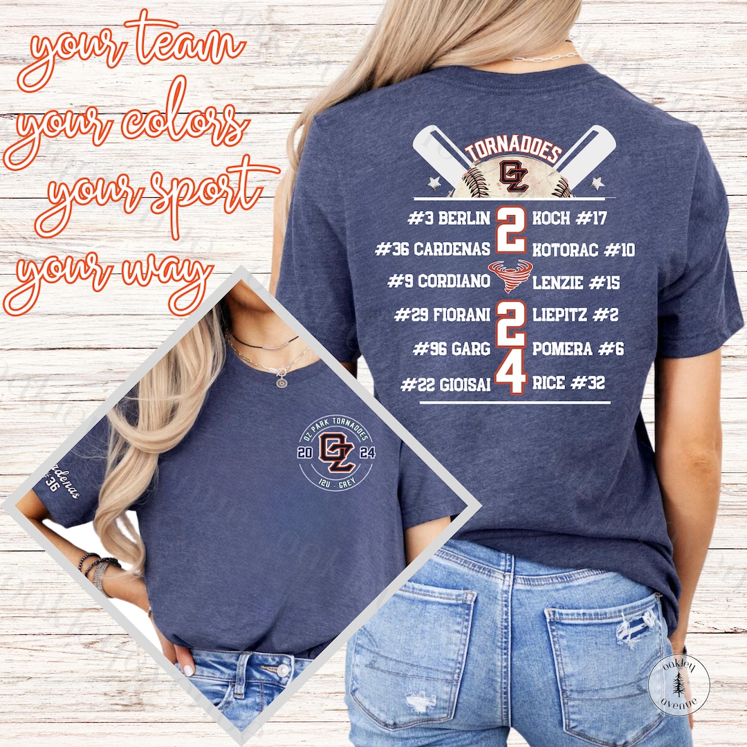 Custom Baseball Team Roster Shirt Personalized Softball Fan Apparel ...