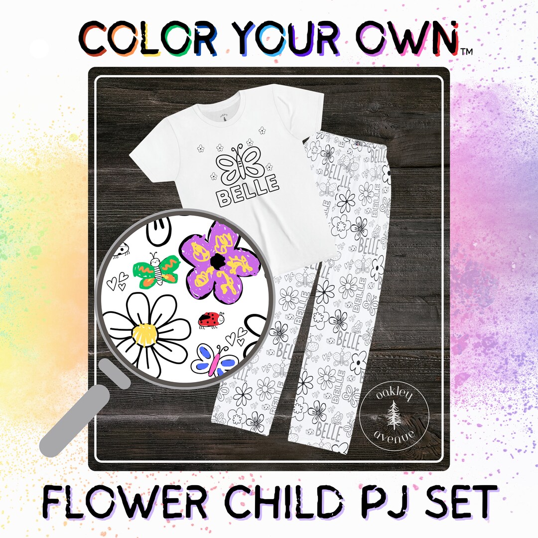 Flower Child Color Your Own Pajamas Colorable Fabric Wearable Art Kid ...