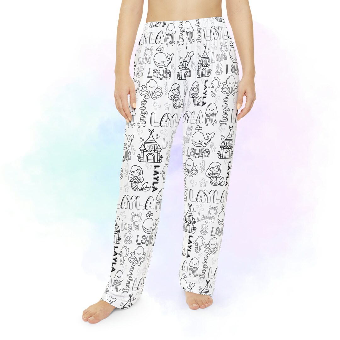 WOMENS Mermaid Color Your Own Pajama Bottoms, Unique Birthday Gift, Fun ...