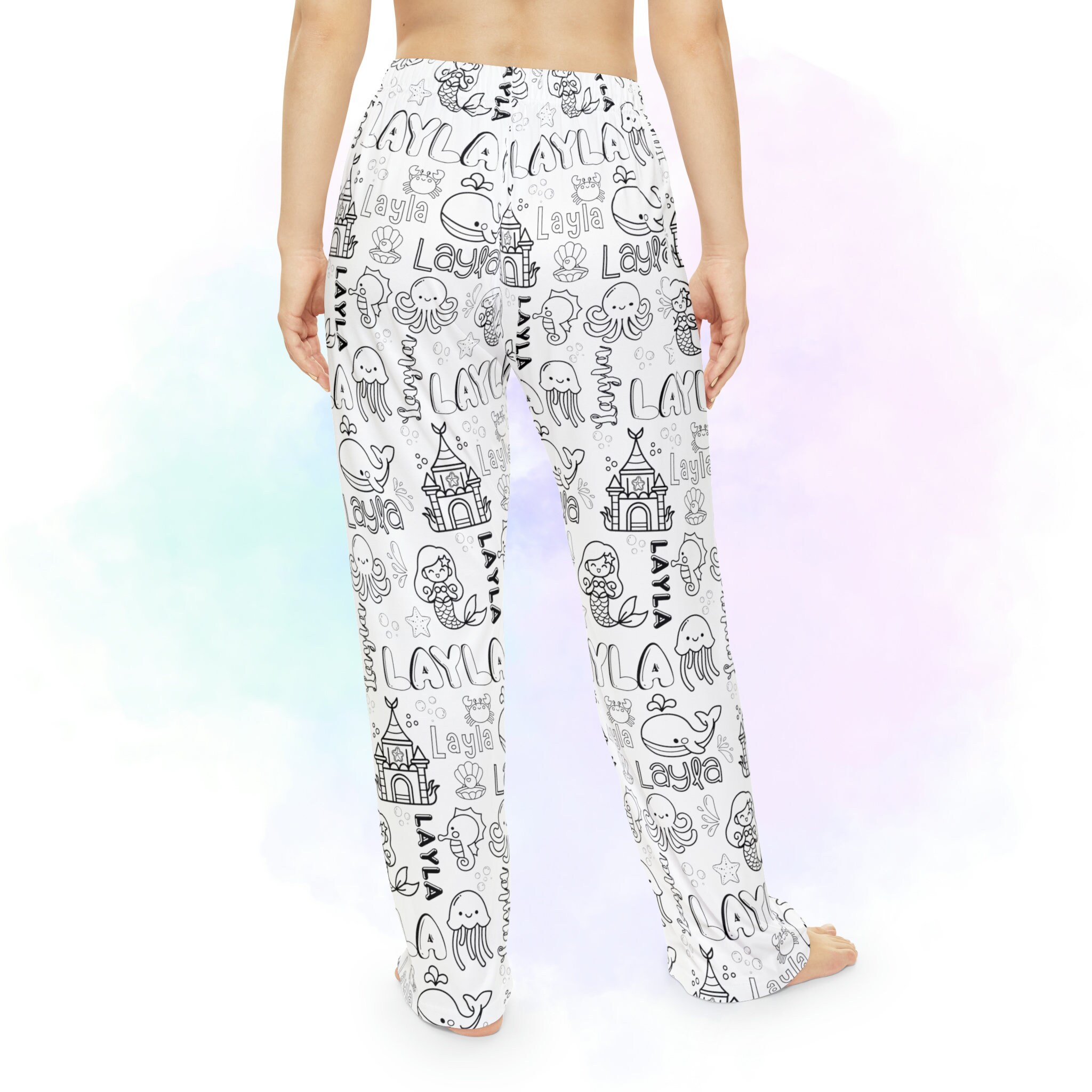 WOMENS Mermaid Color Your Own Pajama Bottoms, Unique Birthday Gift, Fun ...