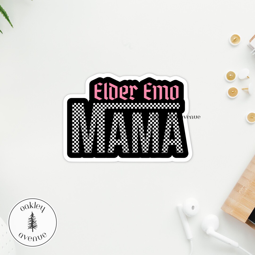 Emo Mama Sticker • Elder Emo Checkered Heart Decal • Pop Punk Vinyl ...