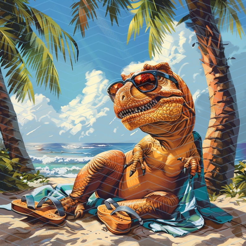 Kids Summer Dinosaur Design / PNG Digital Download / T Rex ...