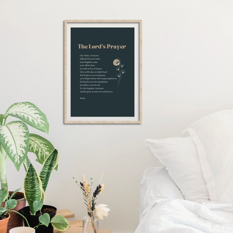 Lords Prayer Wall Art, Our Father Printable, Bible Verse Digital Print ...