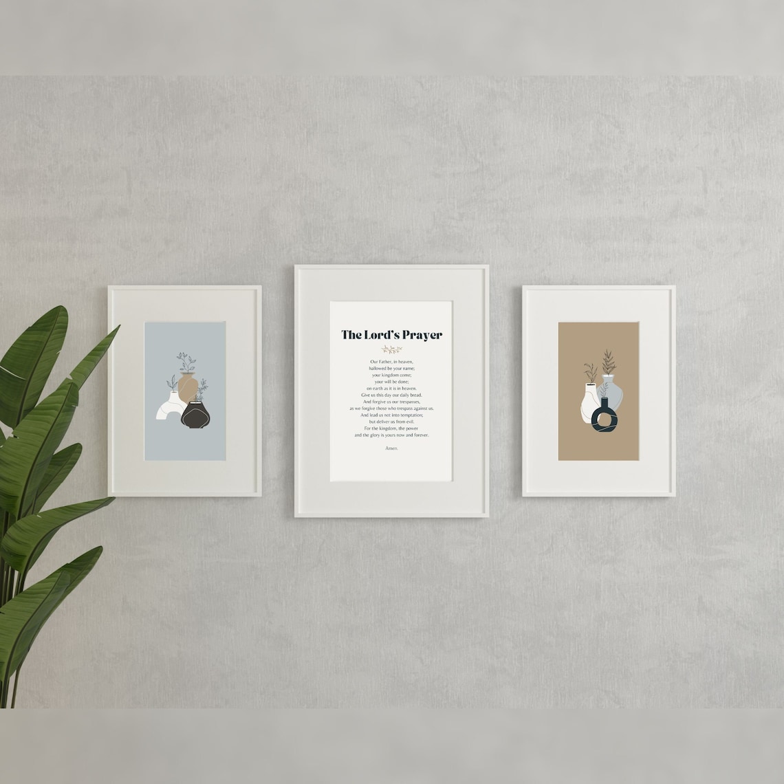 The Lords Prayer Print, Our Father Wall Art, Set of 3 Prints, Christian ...