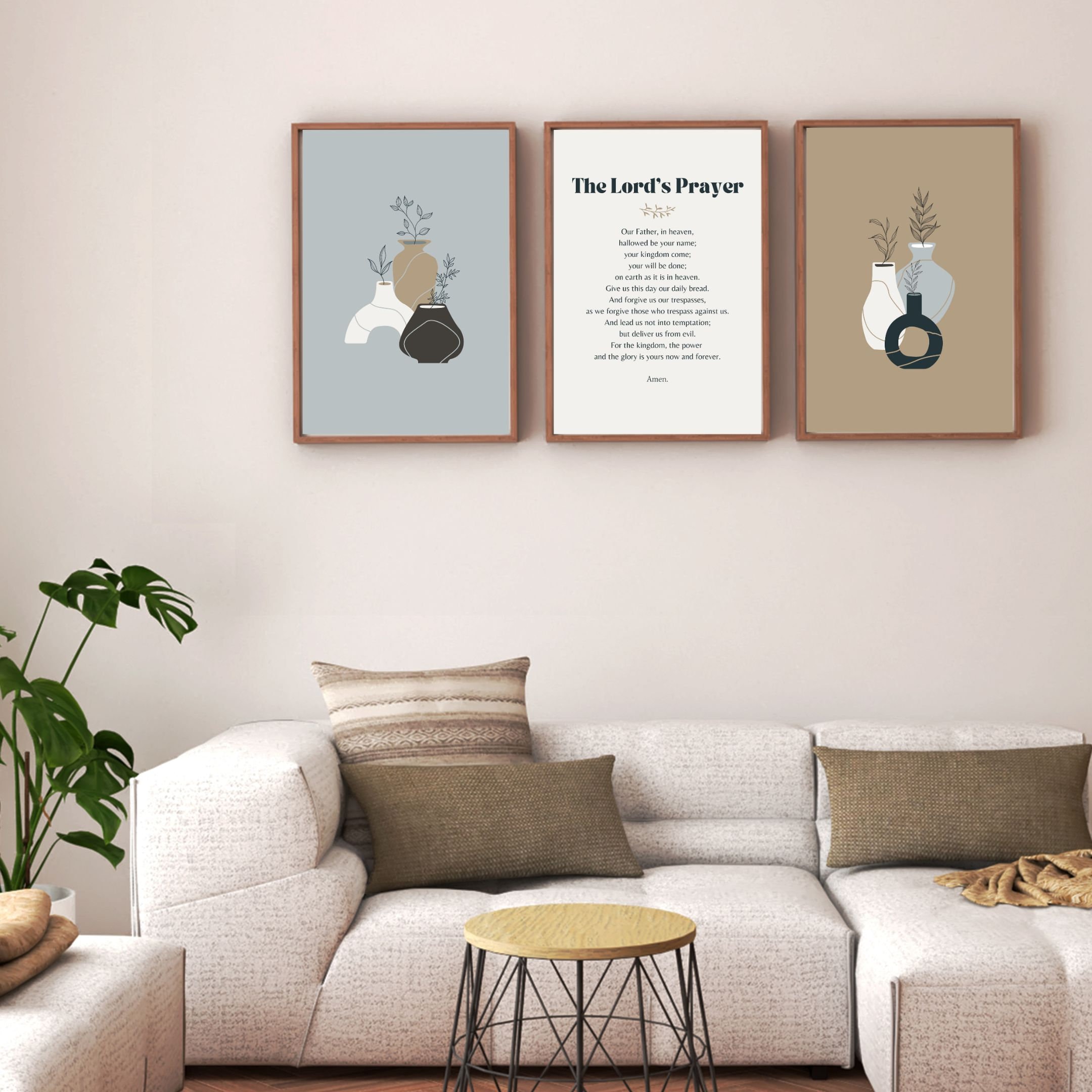 The Lords Prayer Print, Our Father Wall Art, Set of 3 Prints, Christian ...