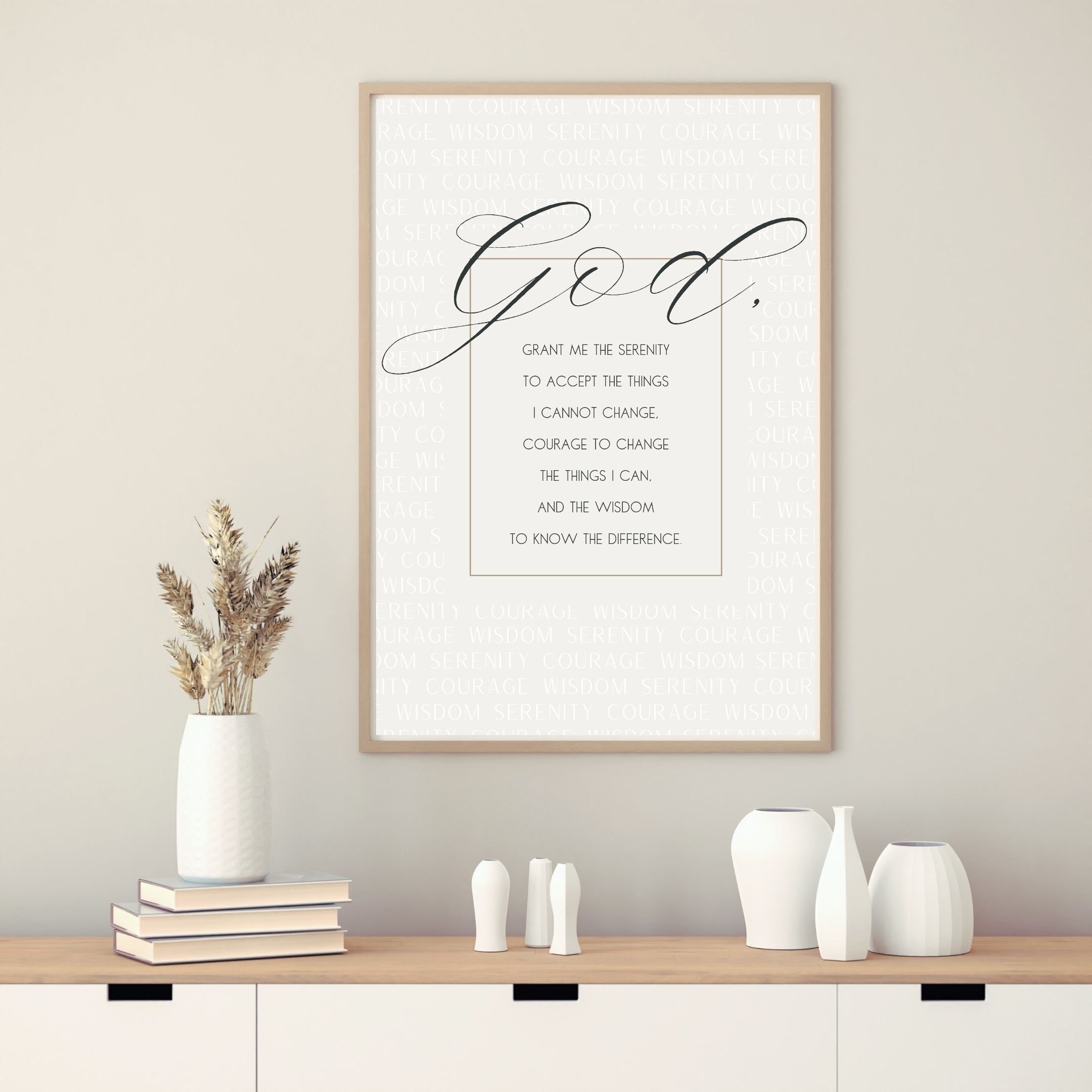 Serenity Prayer Printable Serenity Prayer Wall Art Christian Home Decor Modern Neutral Print