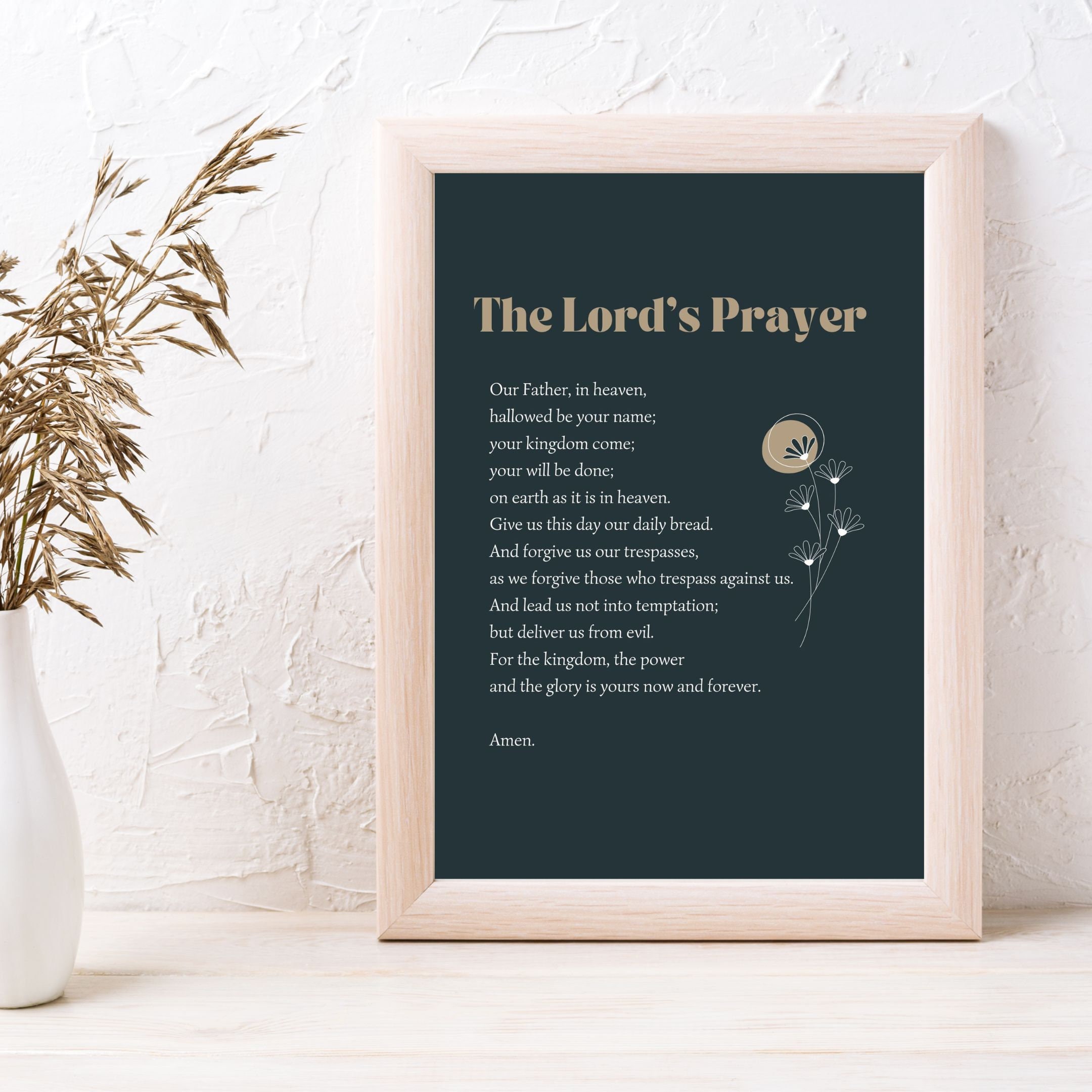 Lords Prayer Wall Art, Our Father Printable, Bible Verse Digital Print ...
