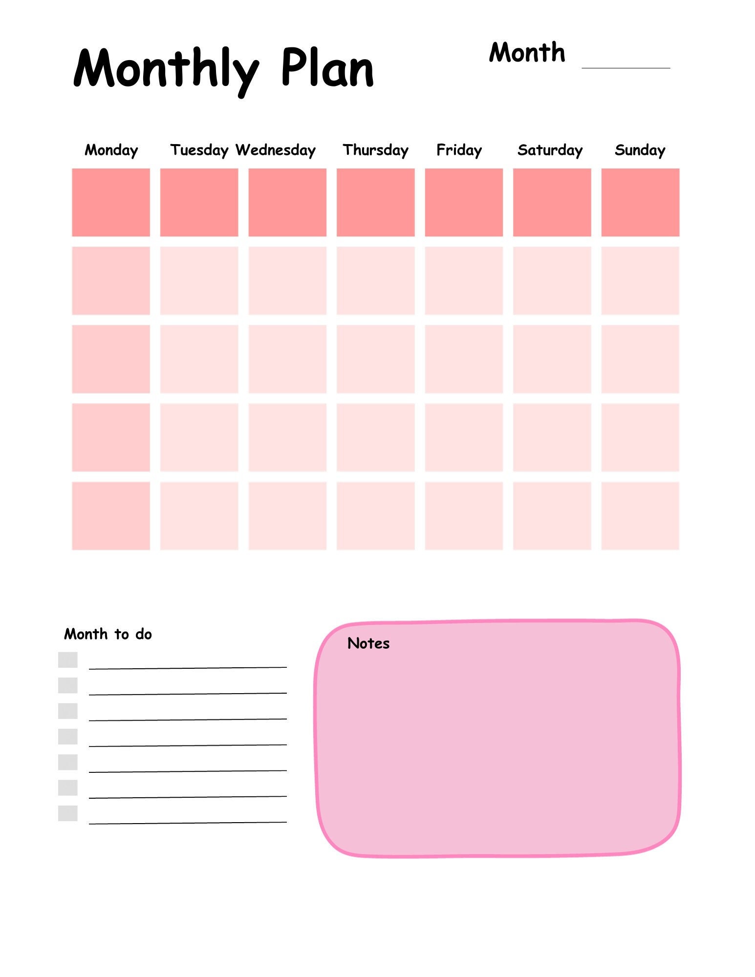 Monthly Planner Printable Monthly Organizer, Printable and Digital ...