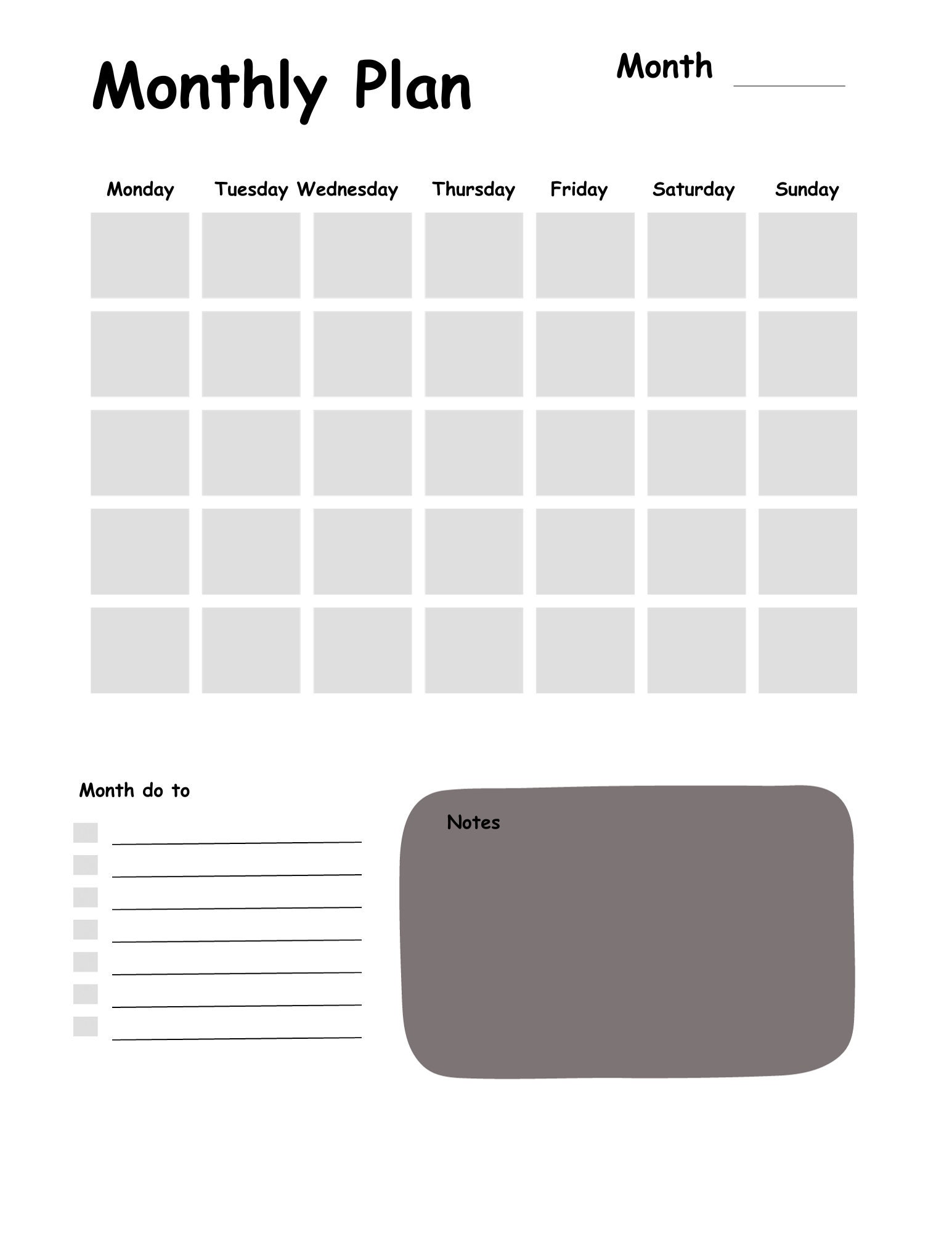 Monthly Planner Printable Monthly Organizer, Printable and Digital ...