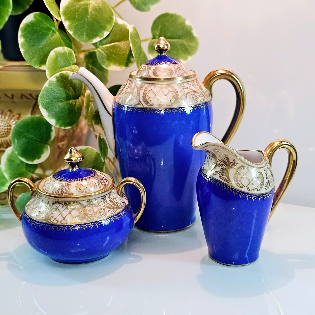 Vintage Schumann Dresden Royal Blue Porcelain Tea-coffee Set - Etsy