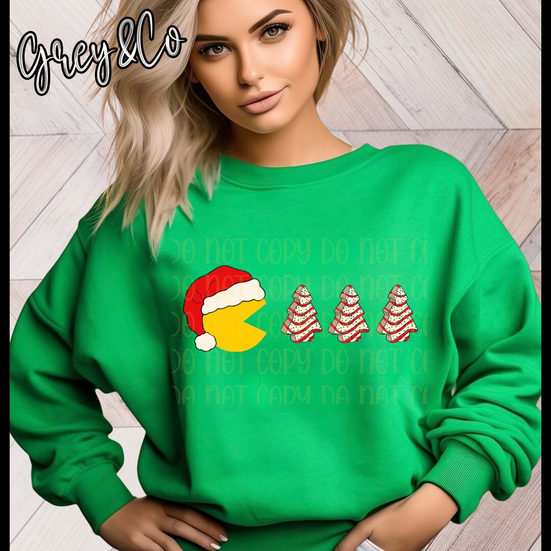 Pacman Tree Treats Christmas Sweatshirt, Cute Christmas Sweatshirts ...