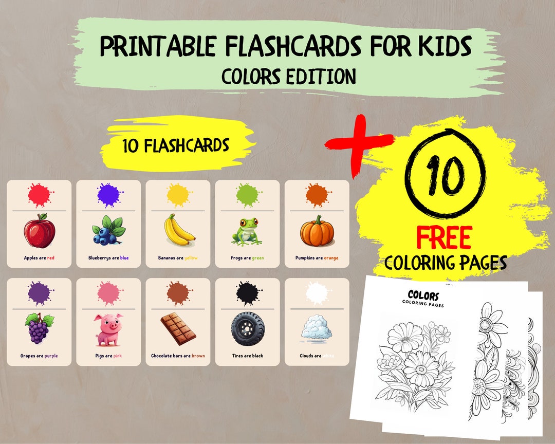 10 Flashcards COLORS EDITION + 10 Free Coloring Pages | Kids Flashcards ...