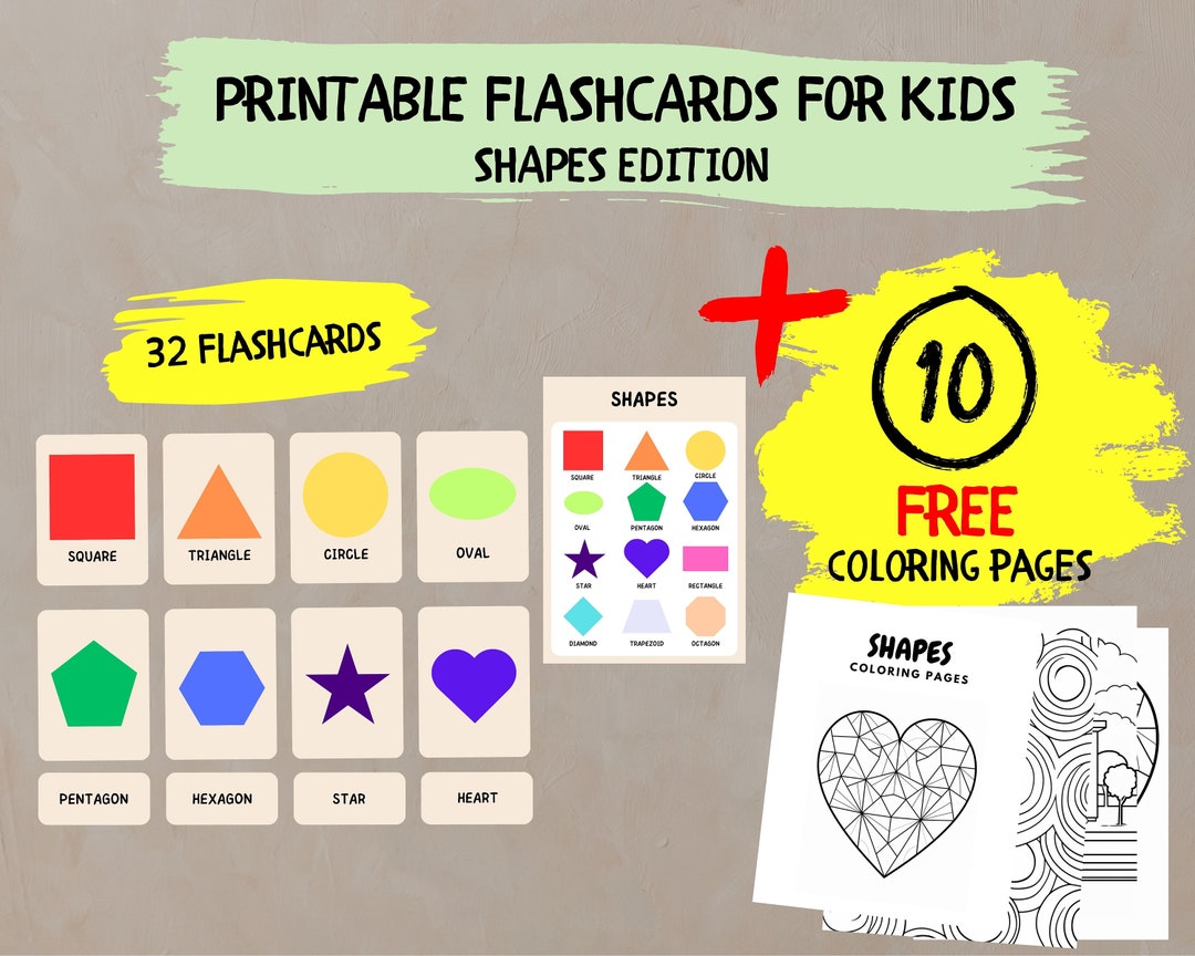 32 Flashcards SHAPES EDITION + 10 Free Coloring Pages | Kids Flashcards ...