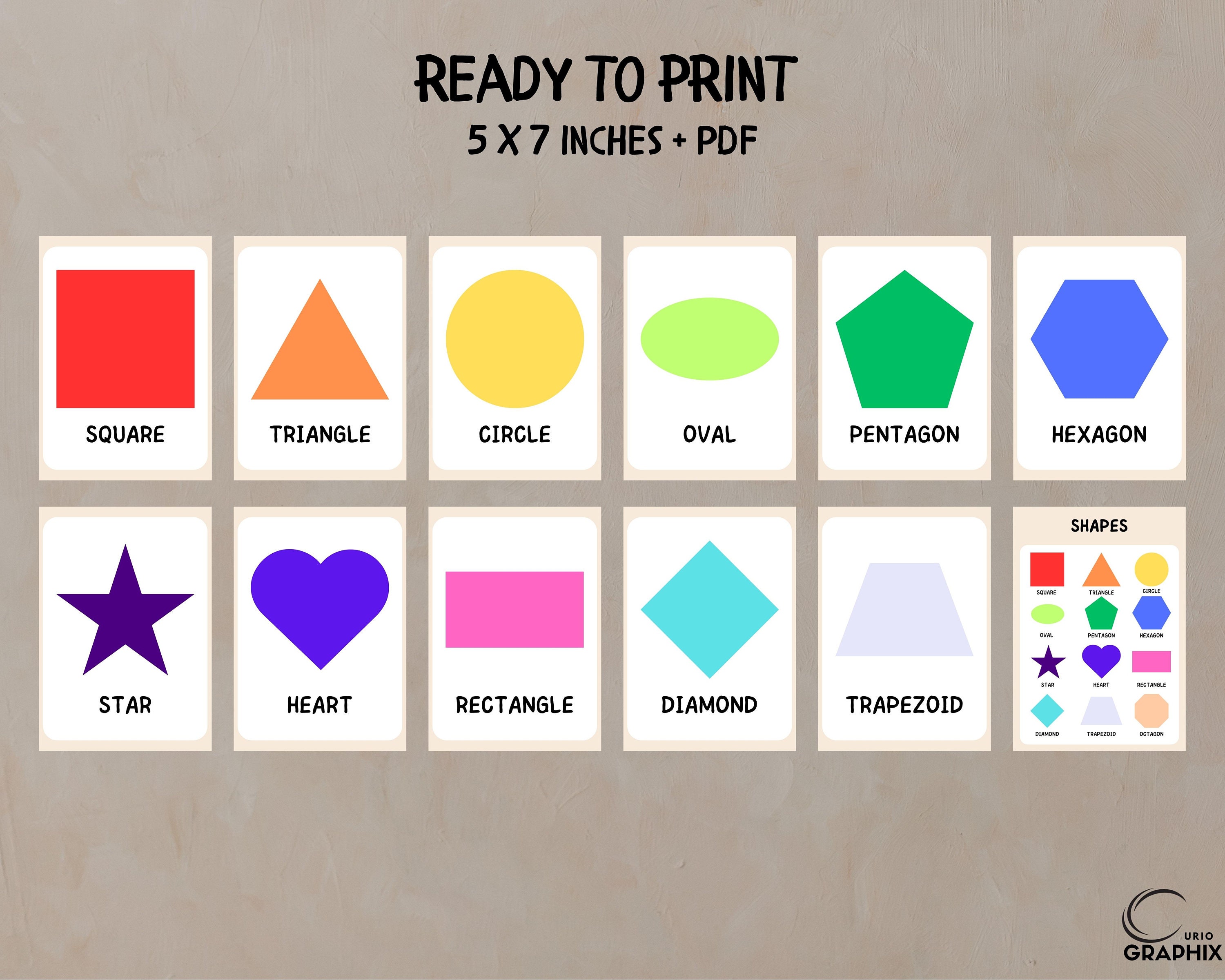 32 Flashcards SHAPES EDITION + 10 Free Coloring Pages | Kids Flashcards ...