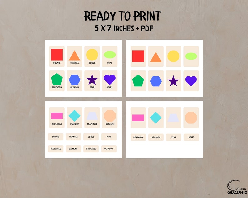 32 Flashcards SHAPES EDITION 10 Free Coloring Pages Kids Flashcards Pre ...