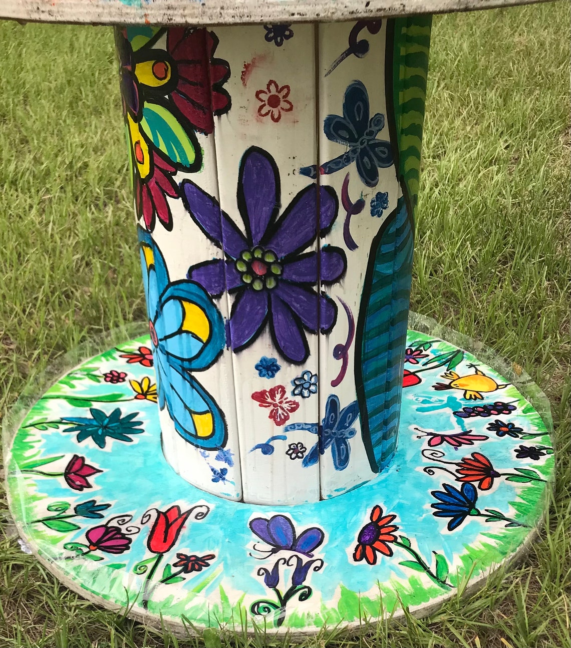 Hand Painted Wooden Spool Table - Etsy