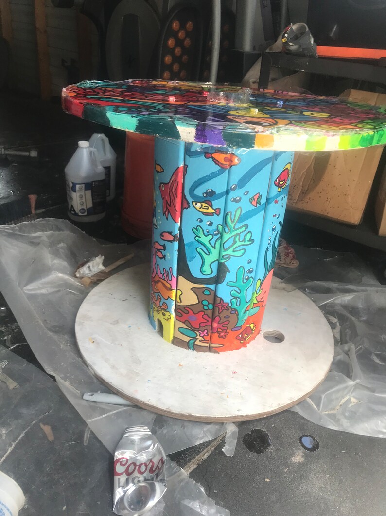 Hand Painted Wooden Spool Tables - Etsy