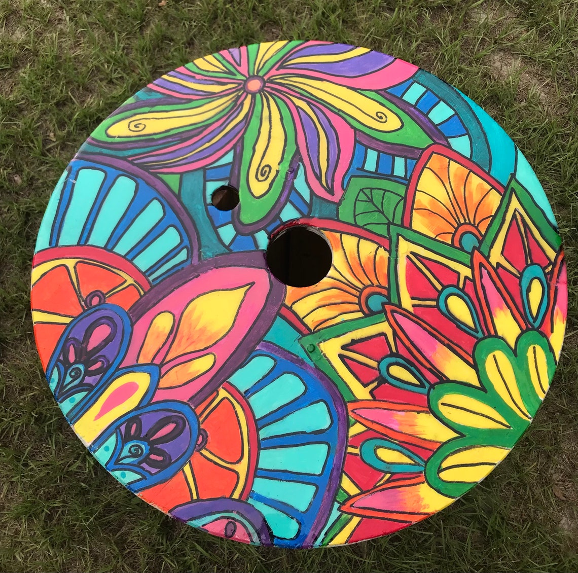 Hand Painted Wooden Spool Table - Etsy