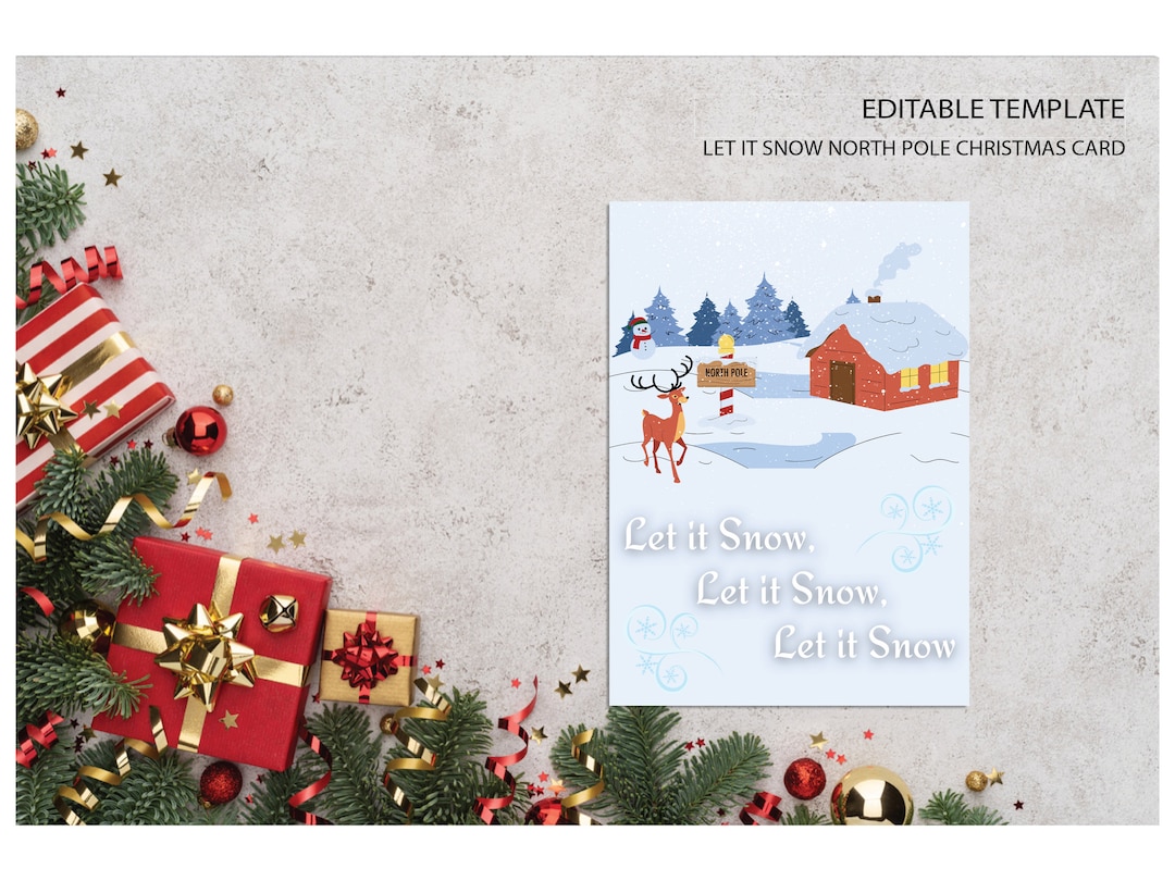 Let It Snow North Pole Christmas Holiday Card Printable - Etsy