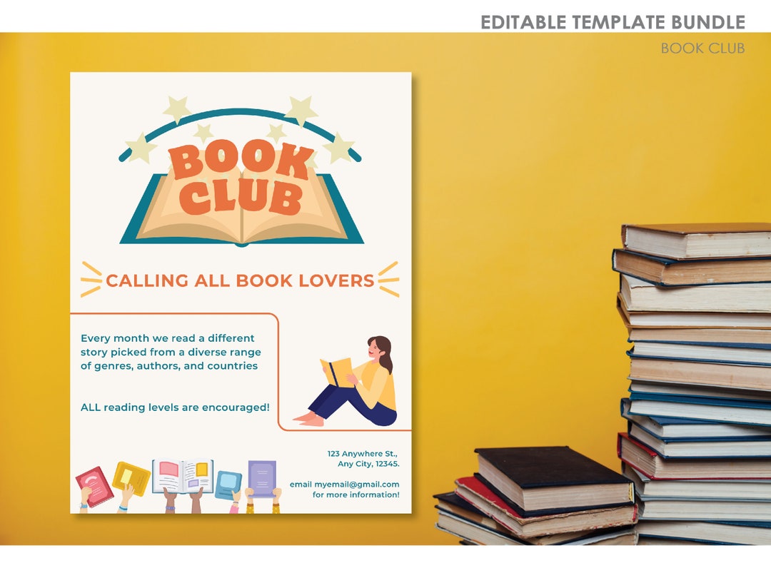 Book Club Flyer Bundle, Fun Library Club Poster, Calling All Book ...