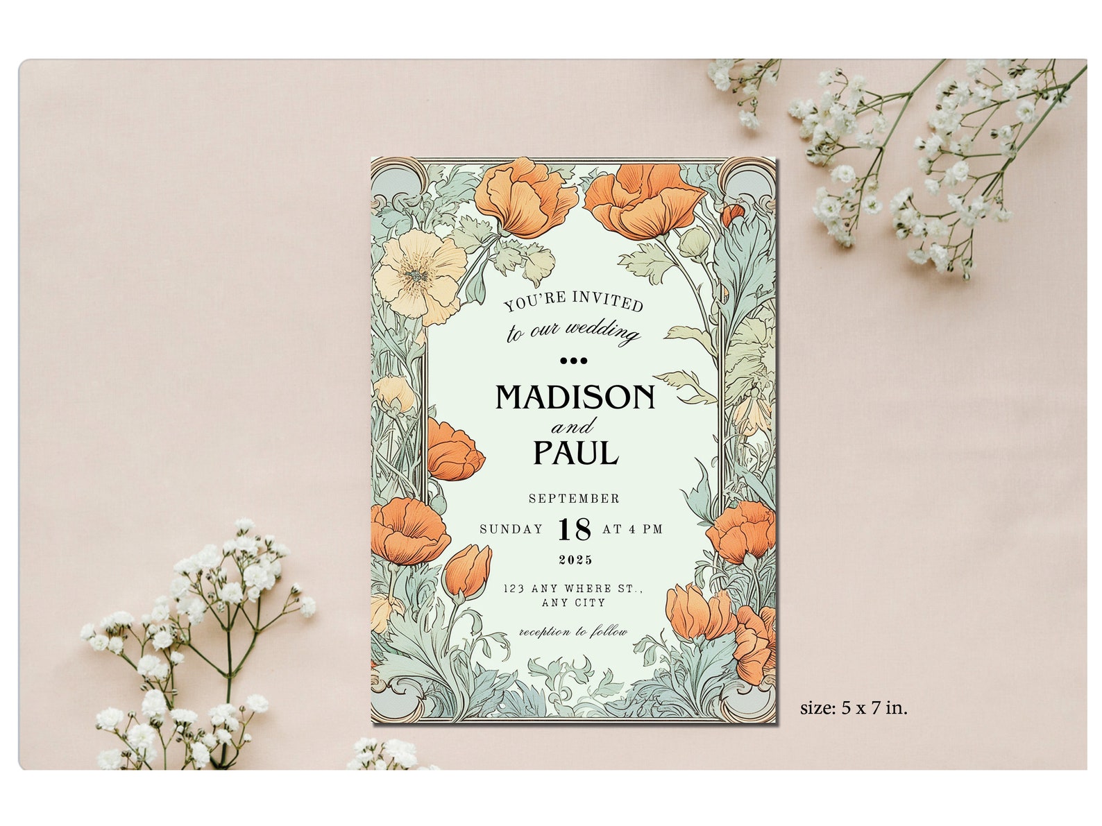 Regency Era Inspired, Garden Party Wedding Invitation Template Editable ...
