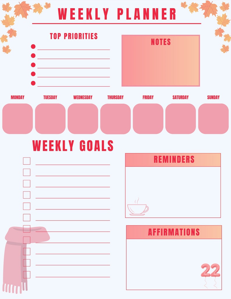 Weekly Planner: Red Era - Etsy