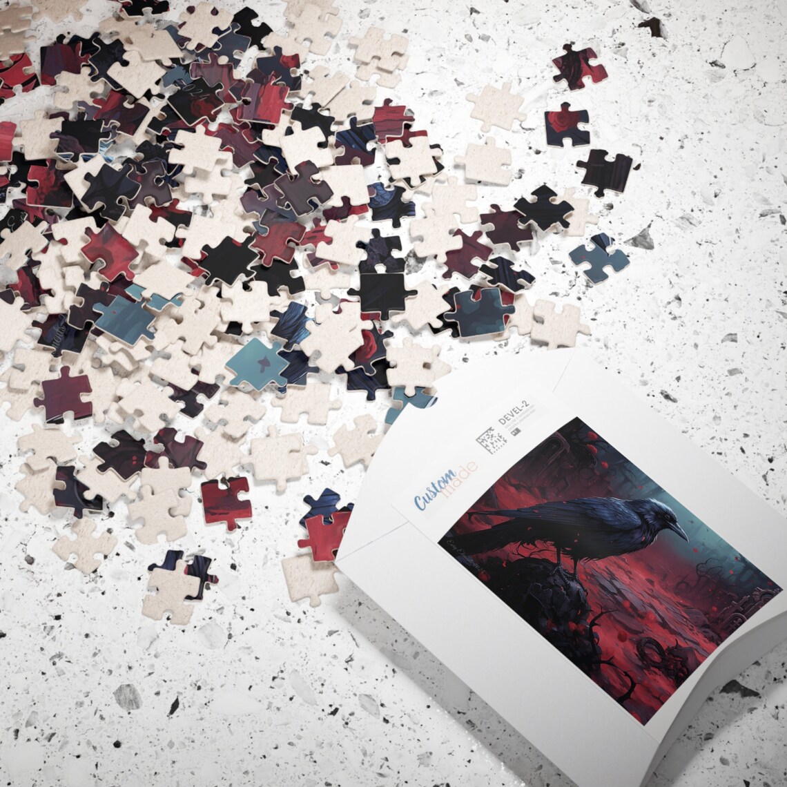 Raven Puzzle (110, 252, 520, 1014-piece), Red Landscape, Moonlit ...