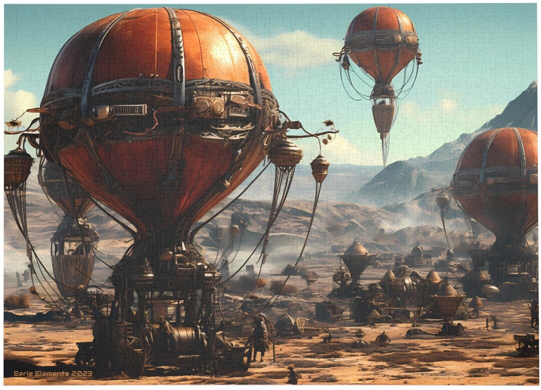 Steampunk Balloon Colony 1000, 500 or 250-piece Puzzle, Journey to an ...