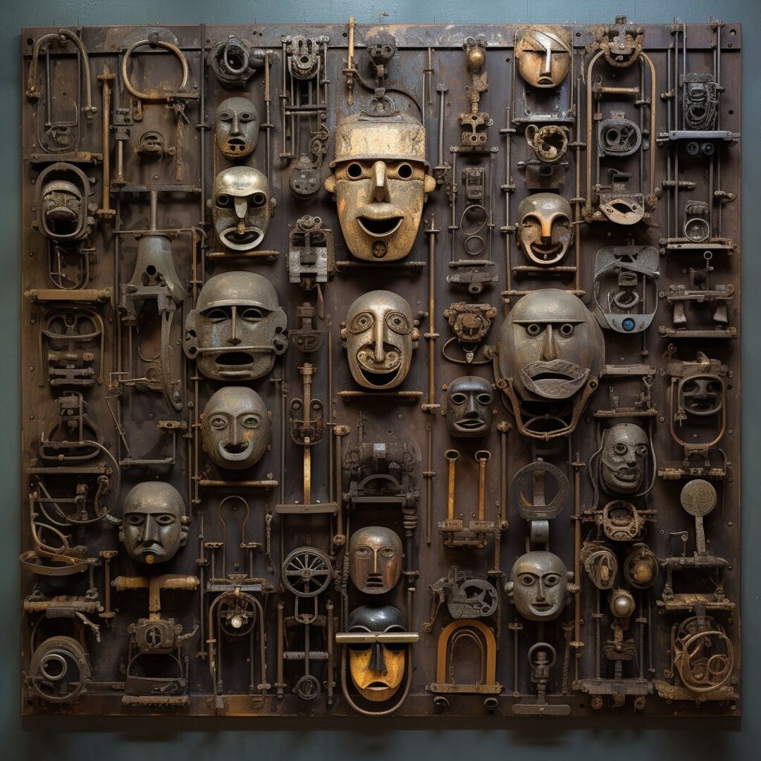 Wall of Metal Faces, Steampunk Puzzle 110, 252, 500, 1014-piece, Gothic ...
