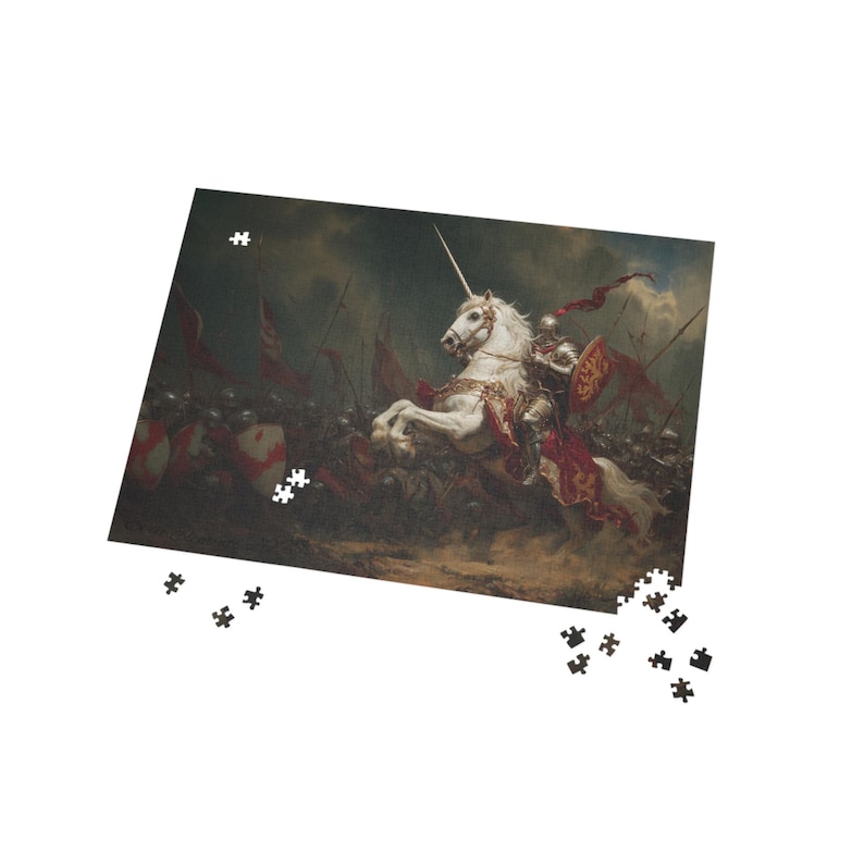 Knight and Unicorn Battle Jigsaw Puzzle: Medieval Renaissance Fantasy ...
