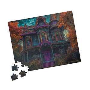 Art Nouveau Haunted House Puzzle: Creepy Fantasy Mansion - Etsy