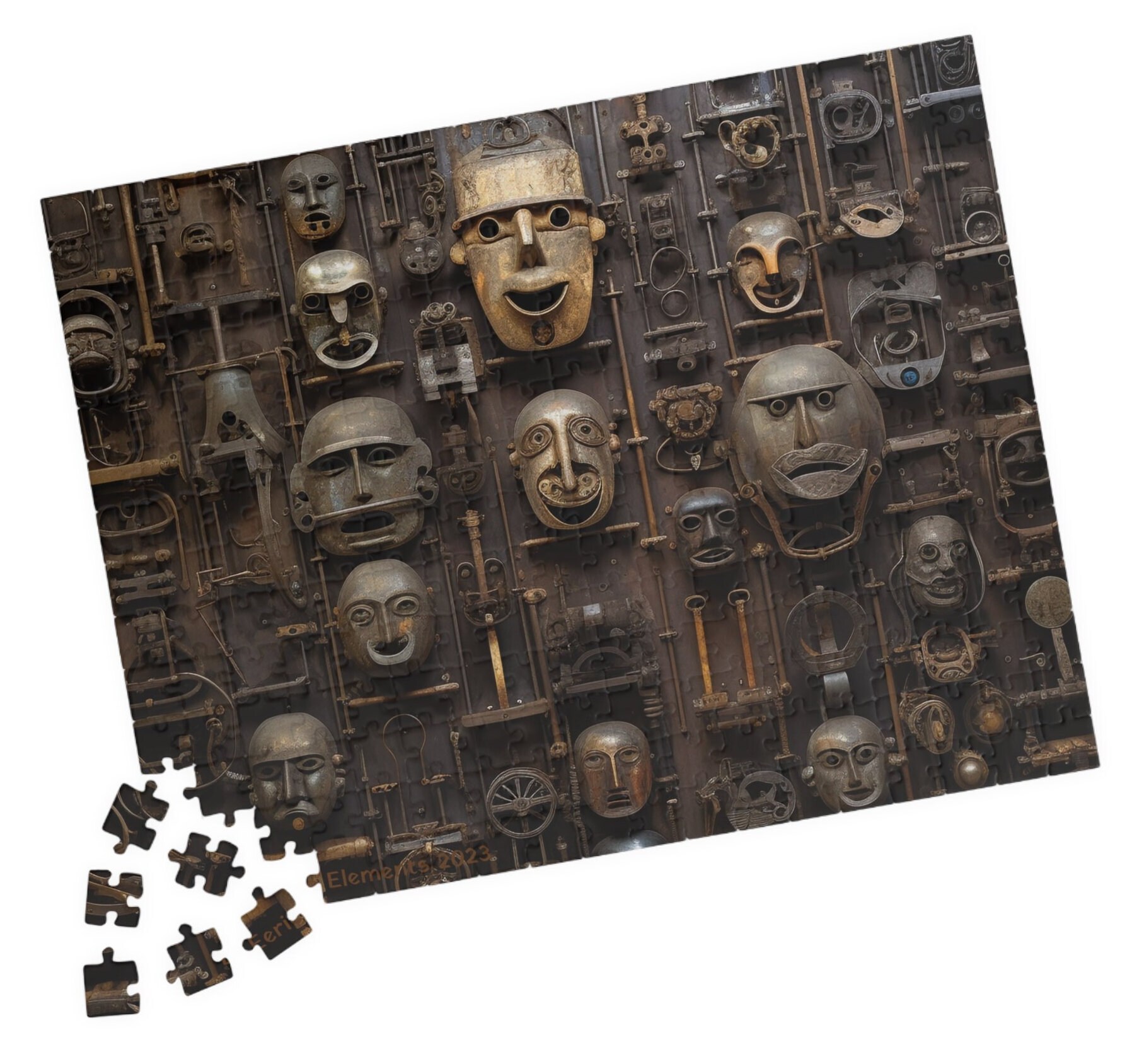 Wall of Metal Faces, Steampunk Puzzle 110, 252, 500, 1014-piece, Gothic ...