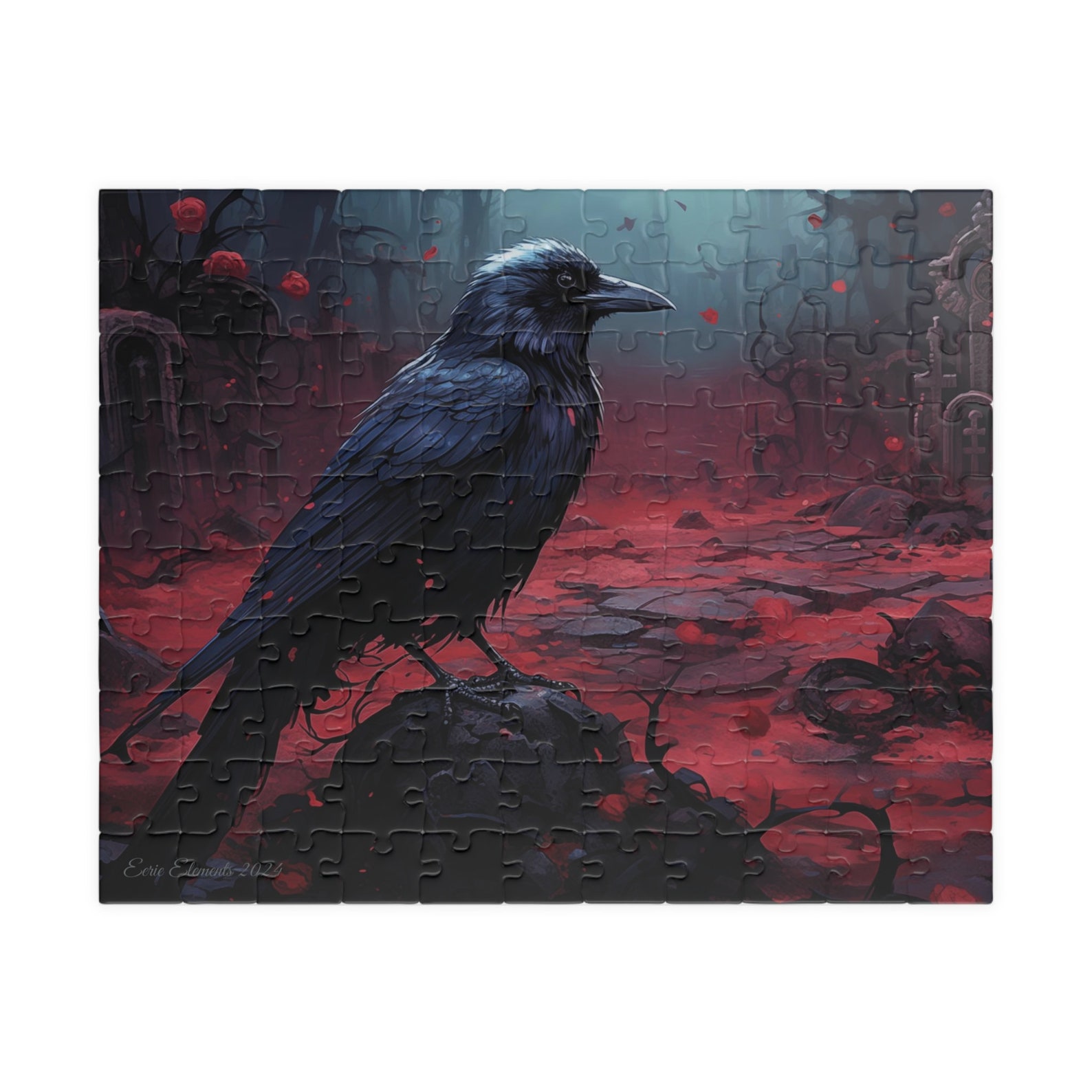 Raven Puzzle (110, 252, 520, 1014-piece), Red Landscape, Moonlit ...